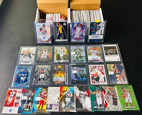 HUGE Sports CARD LOT! Jersey AUTO RC SP PRIZM LeBron James, Drake Maye ...