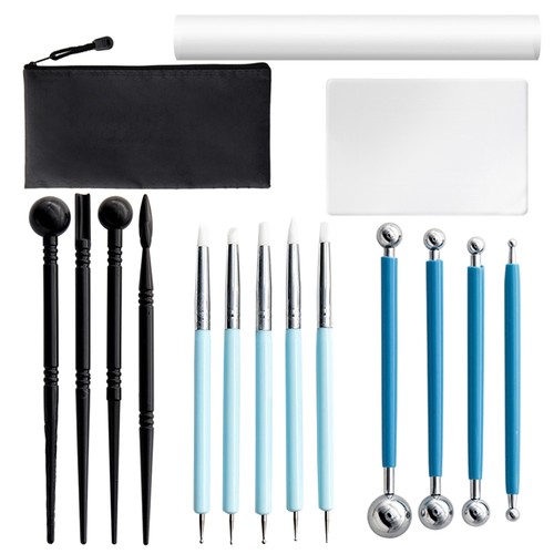 15 Pieces Fundamental Clay Tools Kit with Creasing Sticks Roller ...