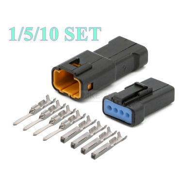 BLACK 4 Pin/Way JST JWPF Waterproof Connector Plug Socket Kit 04T/04R ...