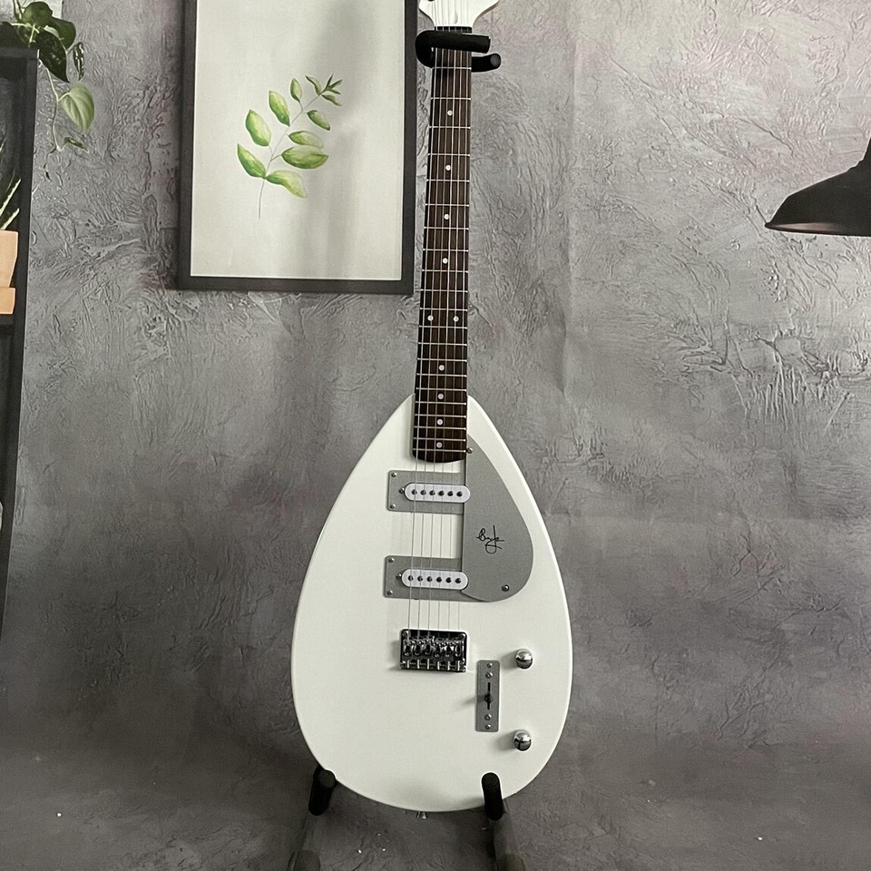 Teardrop White Standard Electric Guitar Basswood Body Maple Neck 6 ...