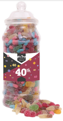 Happy 40th Birthday Sweets Gift Jar Fizzy Tangy Mix Medium or Large Mr ...
