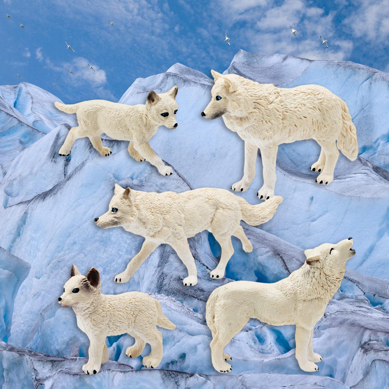 5Pcs Wolf Figurines Simulation Wildlife Animal Statue for Educational ...