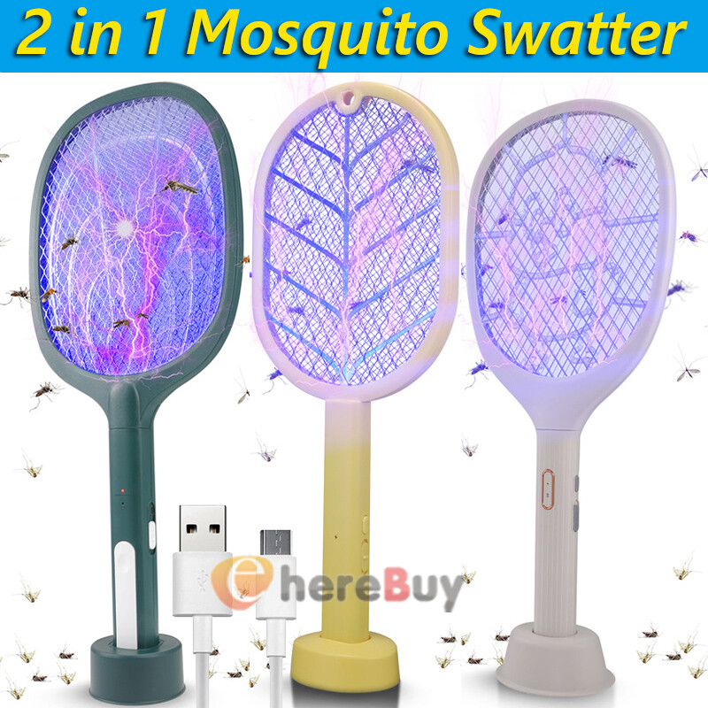 Handheld USB Rechargeable Mosquito Fly Swatter Zapper Killer Bug Insect ...