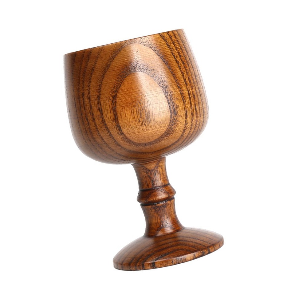 Solid Wood Wine Goblet Unbreakable Red Wine Glass Stem Cup for Home Bar ...