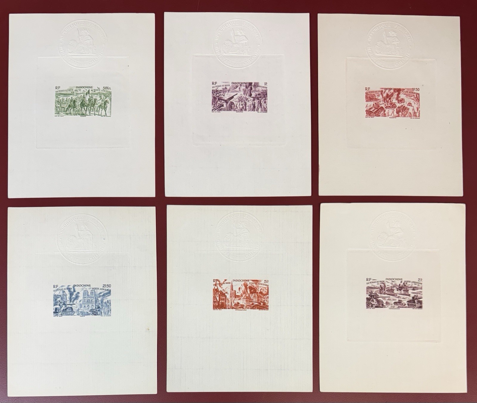 Indo-China, 1946, Scott #C20-C25, Set of 6 Proofs/Deluxe Sheets, Chad ...