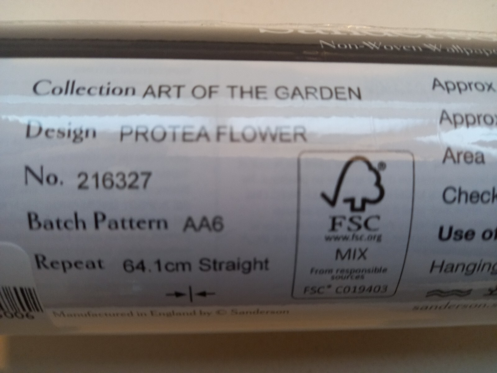 1 Roll Sanderson Protea Flower Wallpaper, DART216327 Batch AA6 | eBay UK
