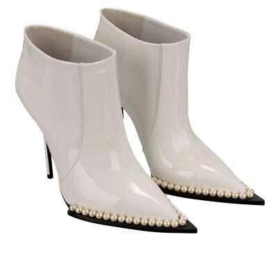 DOLCE & GABBANA Perlen Stiefelette Stiefel Pumps Boots CARDINALE Weiß ...
