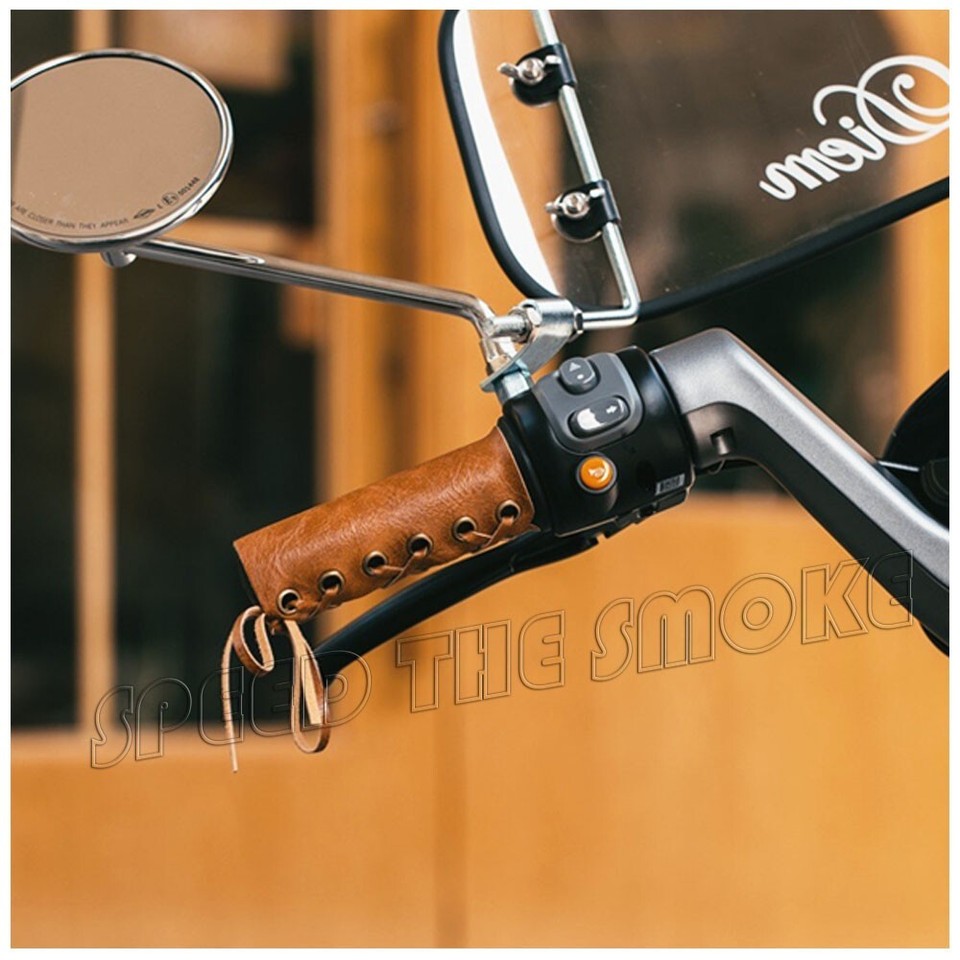 Motorcycle Bicycle Universal Retro Leather Hand Grips Cover Handle Bar ...