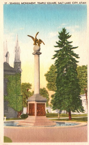 Postcard UT Salt Lake City Seagull Monument Temple Square Vintage Old ...