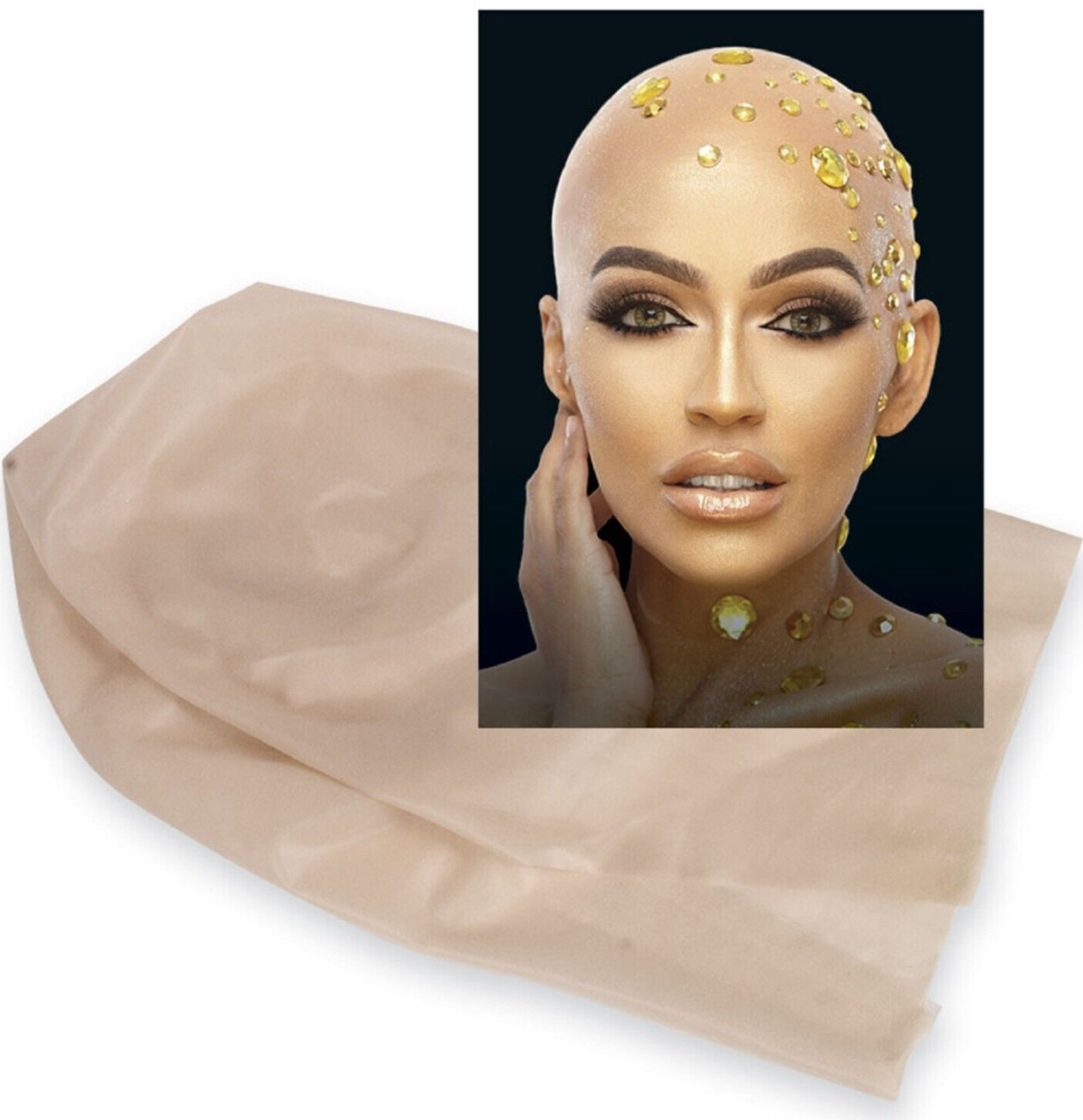 Profesional Mehron Bald Head Wig Skin Cap Latex Flesh Color Clown ...