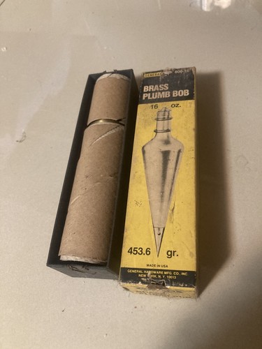 NEW OLD STOCK GENERAL BRASS PLUMB BOB 16 OZ IN ORIGINAL BOX Free ...
