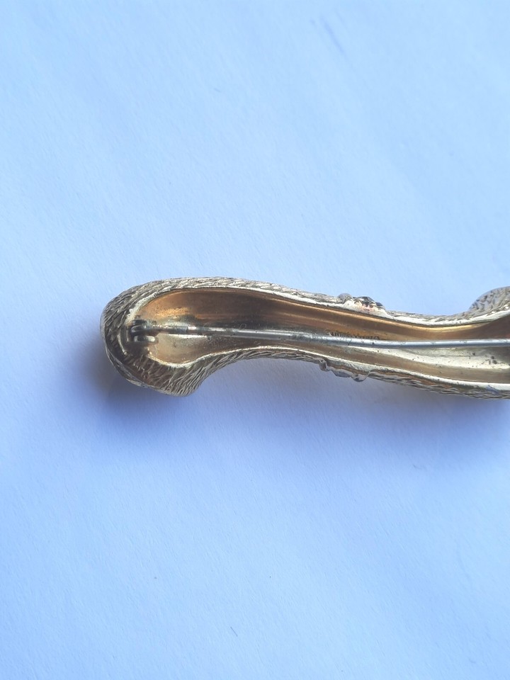 Vintage Castlemark Gold Tone Rhinestone Curved Texturized Bar Brooch | eBay