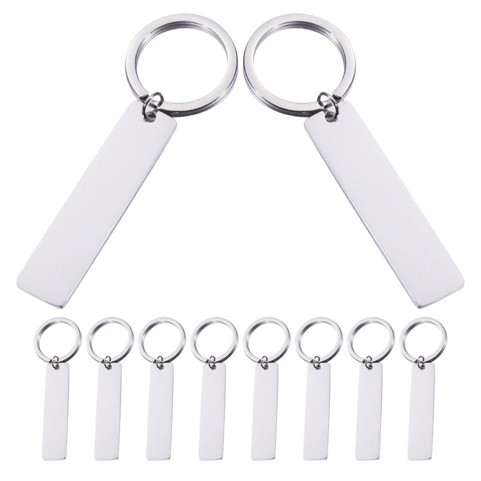10pcs Engravable Keychain Blanks - Metal Engraving Key Ring - Stainless ...