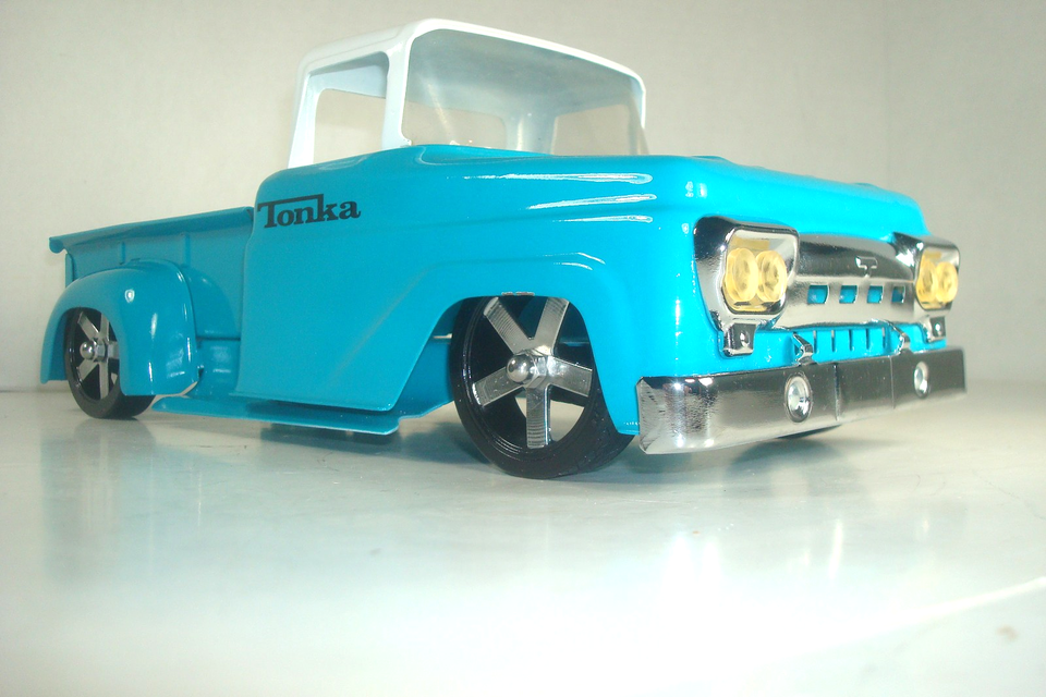 TONKA CUSTOM TEAL LOWRIDER RAT FARM FORD BOX STEPSIDE PICKUP TRUCK NEW ...
