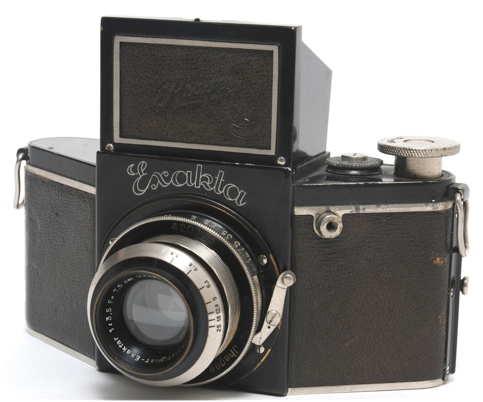 Ihagee Exakta B Type 2.2 Black Moon Sun Logo camera w. Zeiss Tessar 2.8 ...
