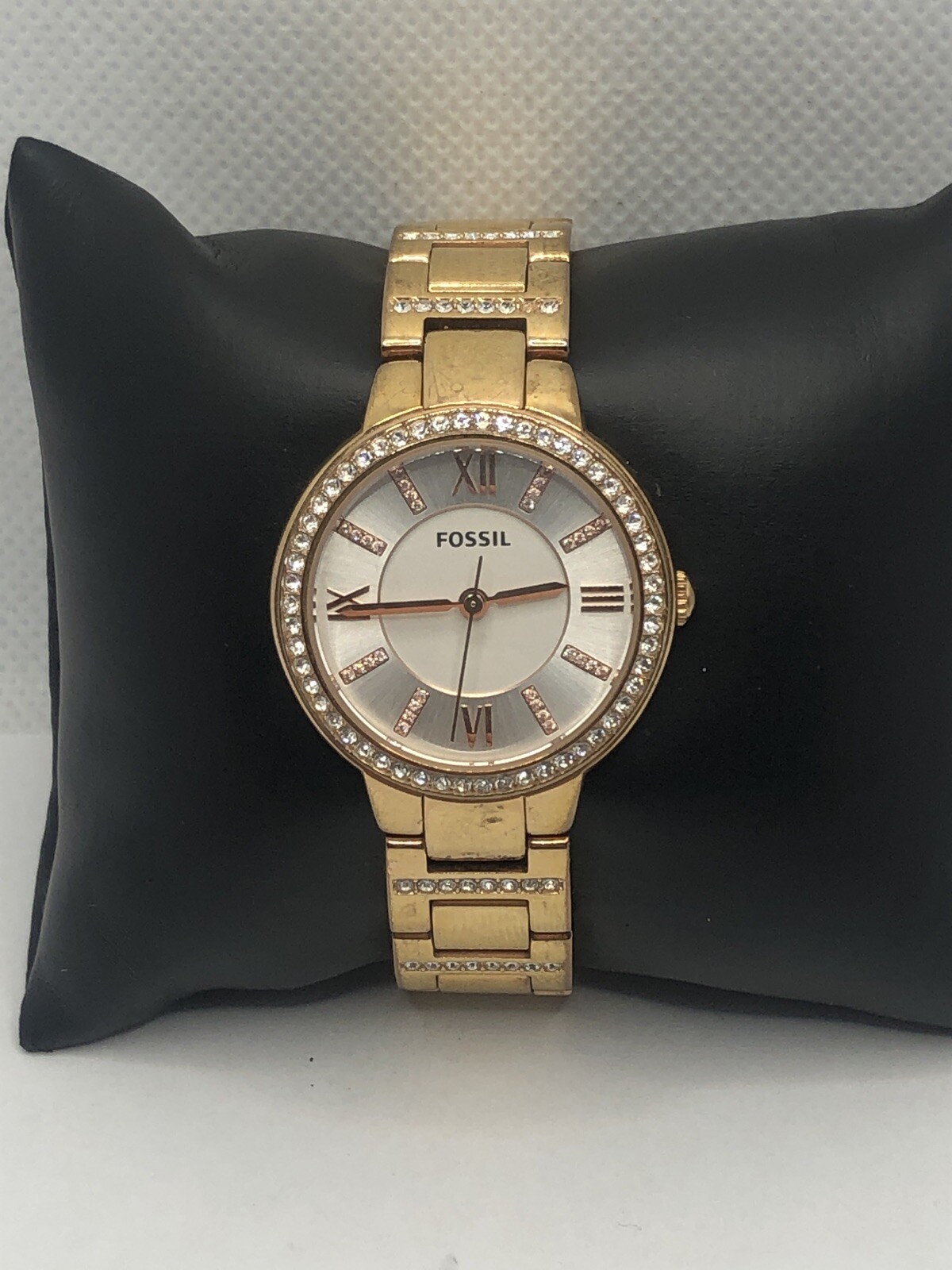 Fossil ES3284 Women's Rose Gold Stainless Steel Analog Silver Dial ...