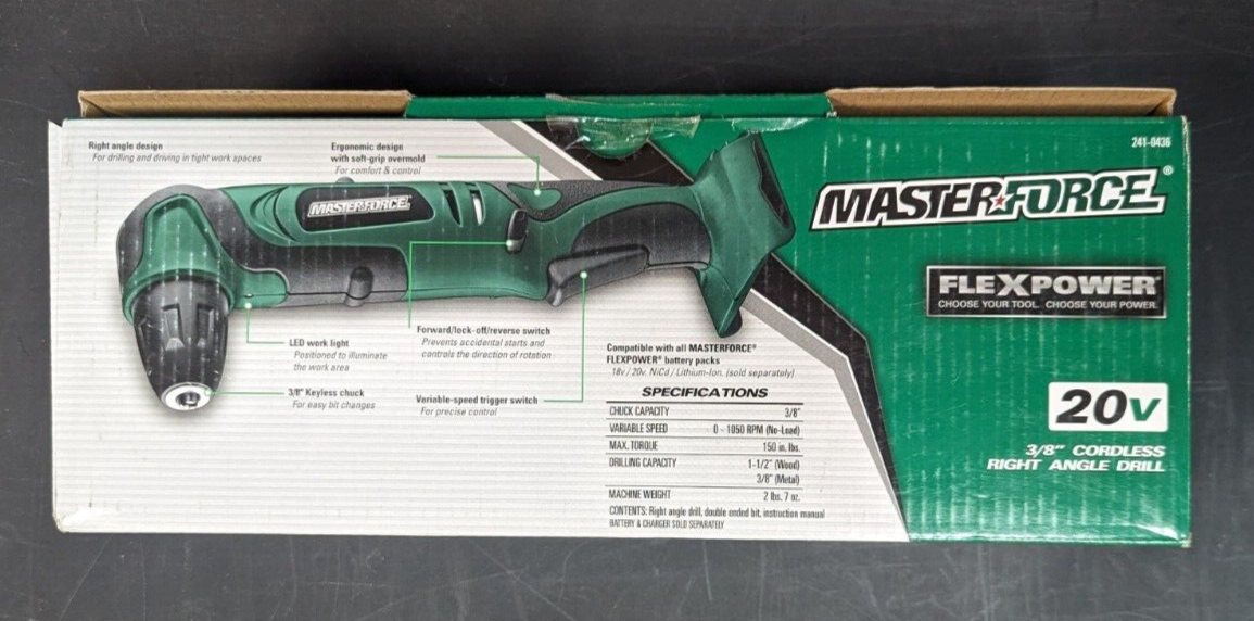 Masterforce Drill 241-0468 20v 1/2" Brushles Drill/driver W/ 2 Ah ...