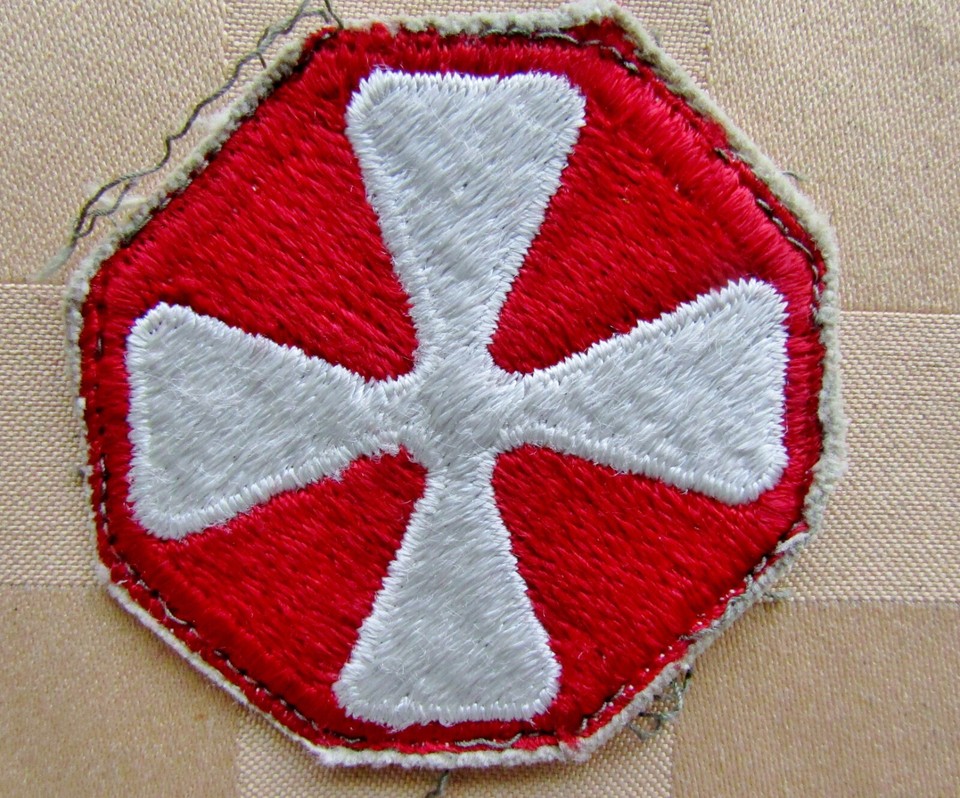 Original WWII Patch 8th Army Red and White Octagonal Maltese Cross ...