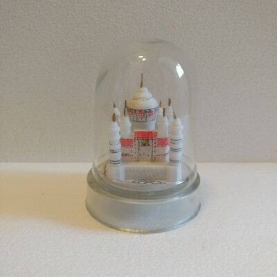 Antique 19C Indian Alabaster Taj Mahal Model in Heavy Glass Dome Lamp ...