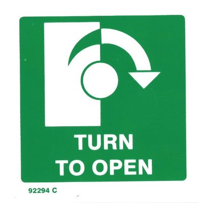 TURN RIGHT TO OPEN SIGN SELF ADHESIVE VINYL 100x100mm | eBay UK