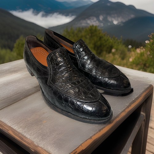 RARE 1960s | NETTLETON 8D BLACK ALLIGATOR LOAFERS SLIPON VINTAGE DRESS ...