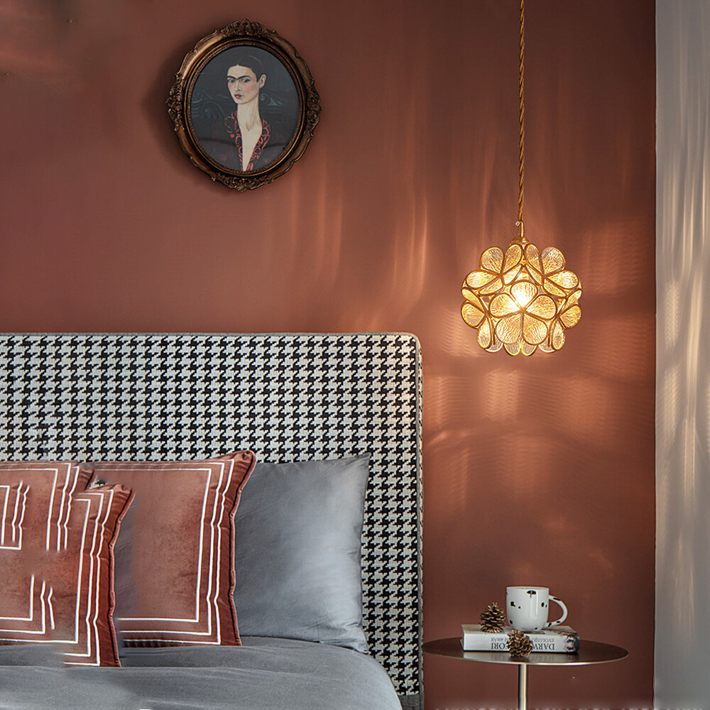 Modern Glass Flower Ceiling Lamp LED Chandelier Hanging Pendant Light ...