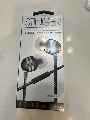 Sentry Stinger ear buds tangle free with mic metal blue new e14 | eBay