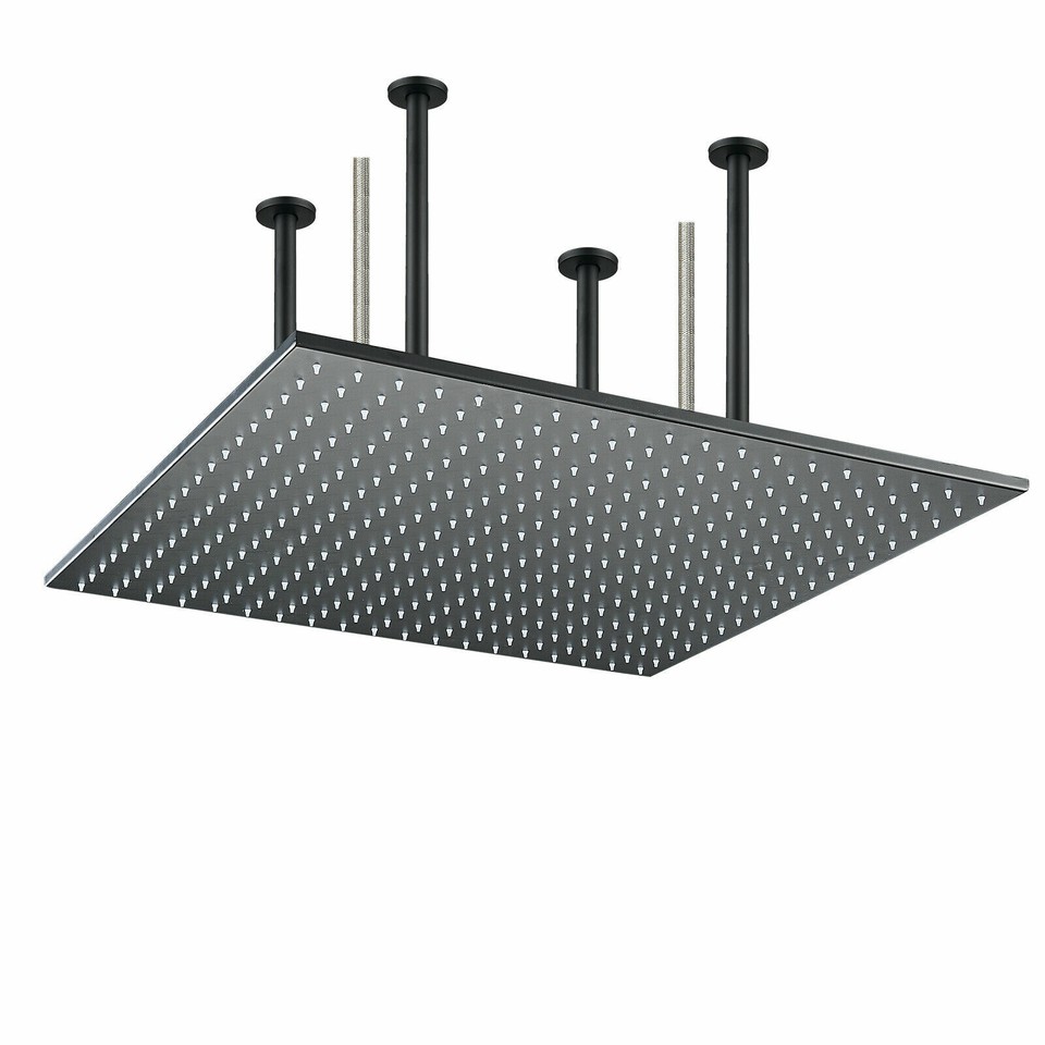 LED Rainfall Large Shower Head High Pressure Ceiling Mounted Overhead ...
