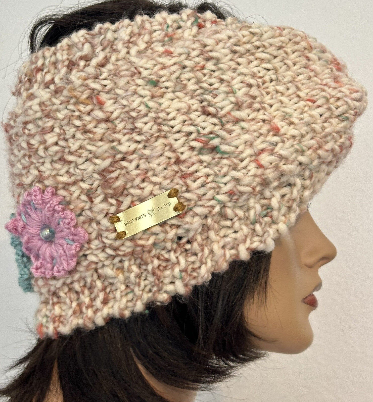 Hand Knits 2 Love Headband Bandana Headwrap Flower Beads Designer ...