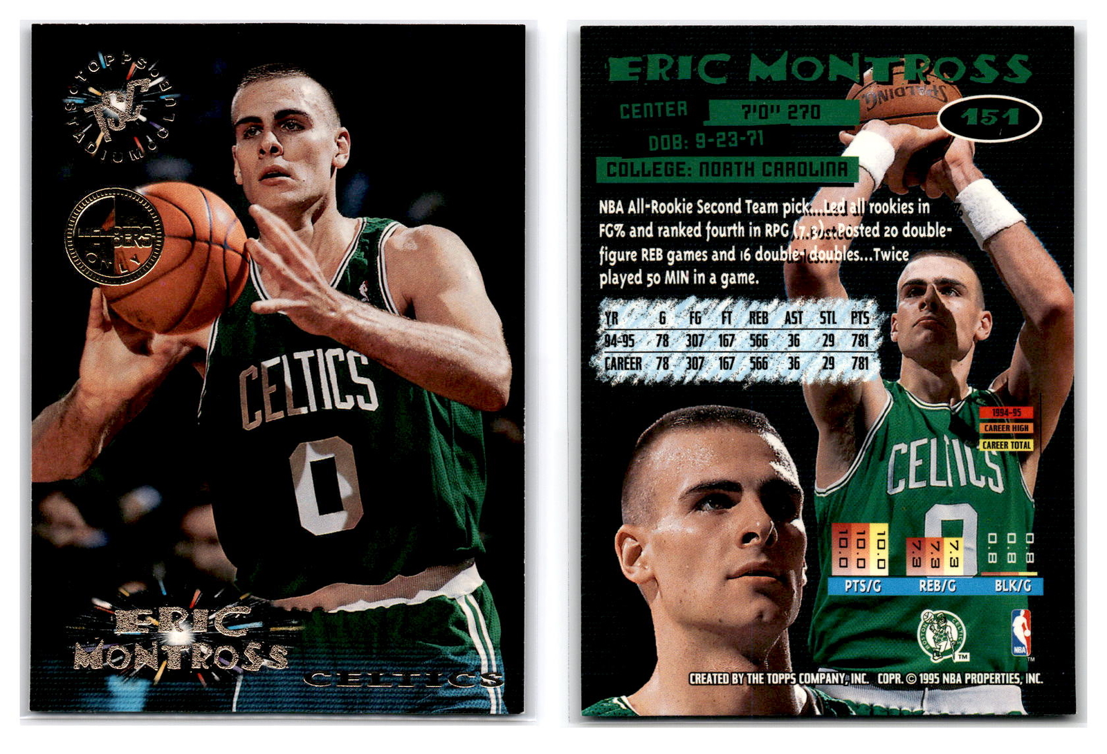 1995-96 Stadium Club Members Only #151 Eric Montross - Boston Celtics ...