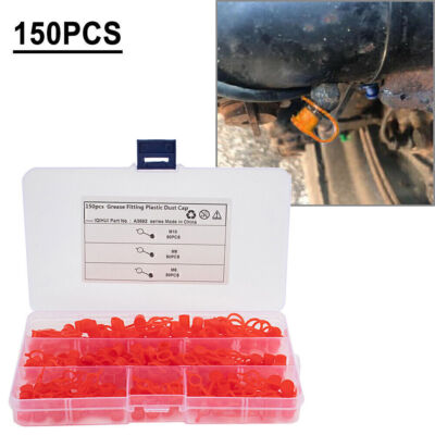 150 Pcs Red Brake Bleeder Screw Caps Grease Zerk Fitting Cap Dust Cover ...
