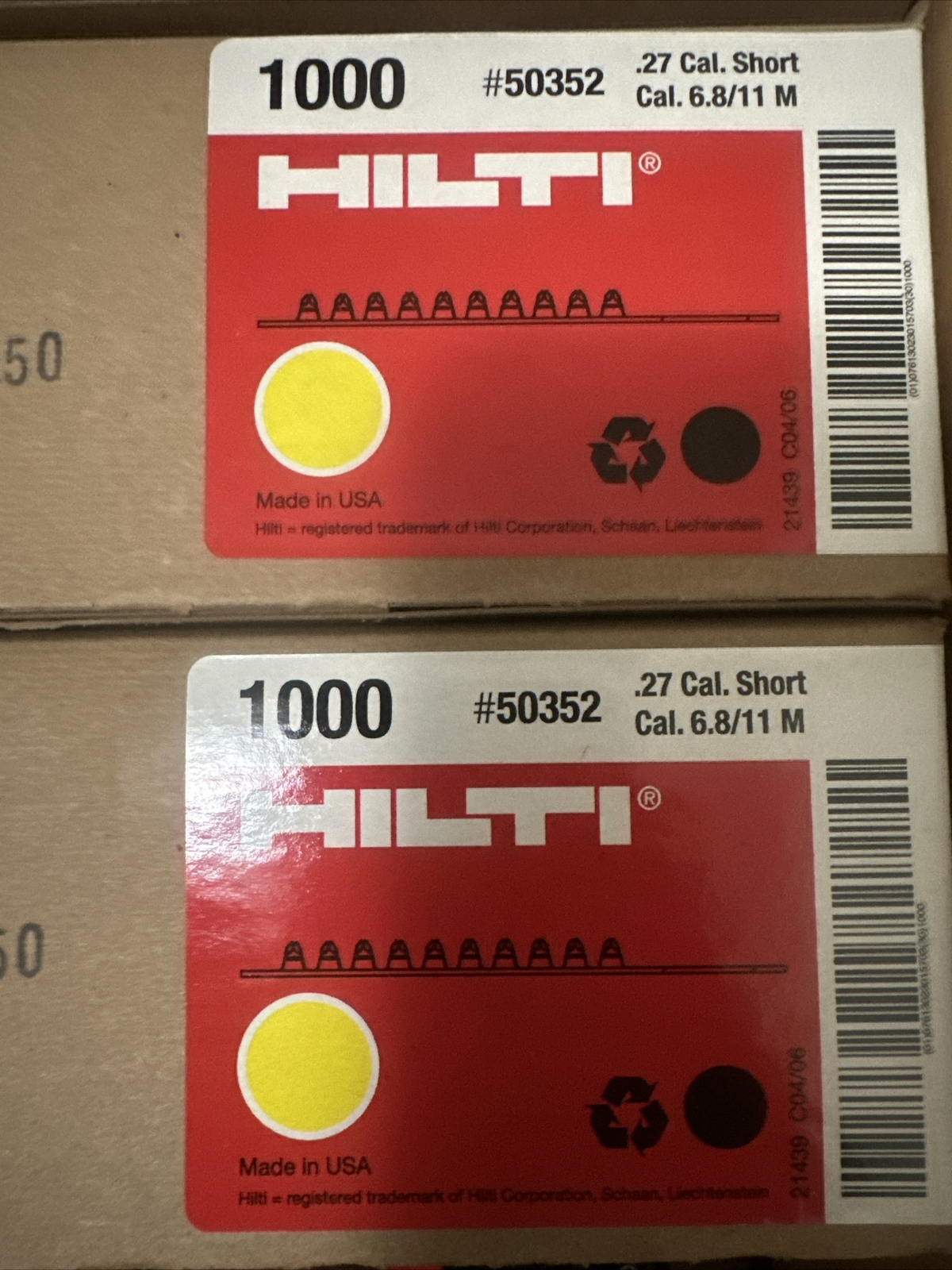 Hilti 50372 Powder Actuated Fastener Cartridge Medium-Light - Yellow ...