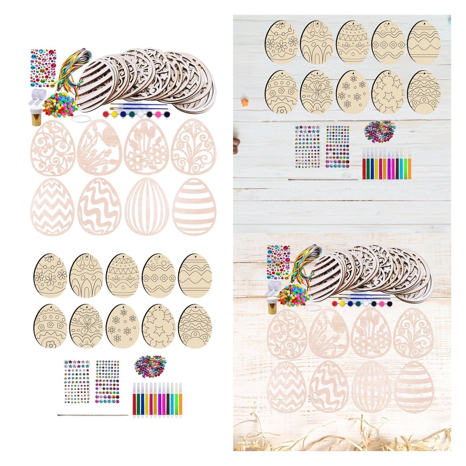 Decorazioni di uova di legno, dischi di legno da appendere, decorazioni ...