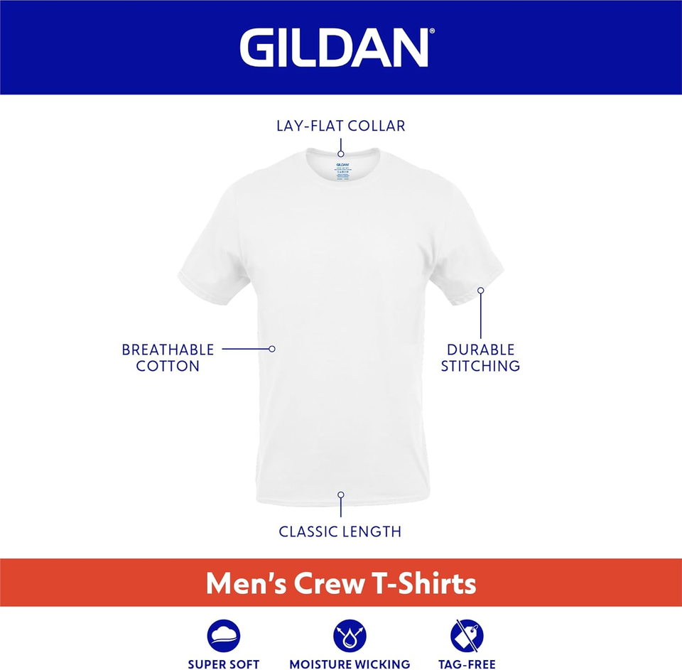 12 Pack Gildan Men's Blank Crew T-Shirts, Multipack, Style G1100 | eBay