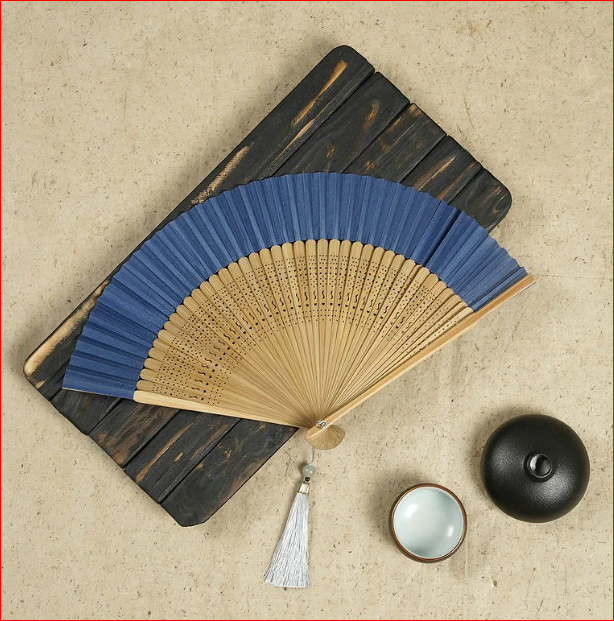 Retro Japanese Style Folding Fan Classical Wooden Shank Hand Held Fan ...