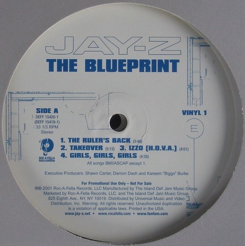 JAY-Z "THE BLUEPRINT" 2001 2X VINYL LP PROMO CLEAN HIP HOP DEFF 15420-1 ...