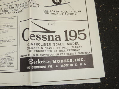 Berkeley Models Airplane Blueprints Plans 1948 Cessna 195 | eBay
