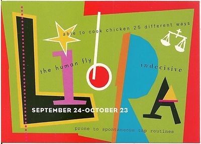 Libra September 24 - October 23 Sign of the Zodiac Modern Rack Postcard ...