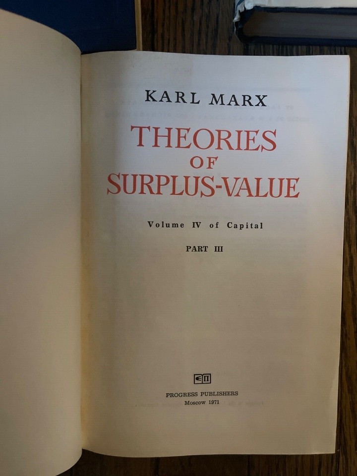 Karl Marx Theories of Surplus Value Vol I, II, III Progress Publisher ...