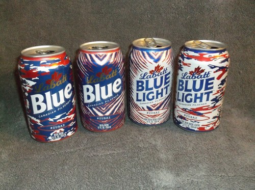 Buffalo Bills ZUBAZ Labatt Blue 12oz. Empty Beer Cans, qty 4 Top Opened ...