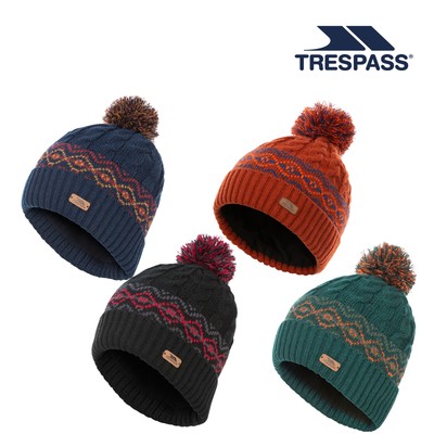 Waterproof Beanie Trespass Mens Andrews Hat / Black/White 100% ...