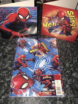 Official Marvel Spider Man Wrapping Paper 2 Sheets & Tags & Card | eBay