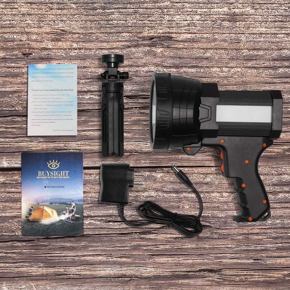BUYSIGHT Rechargeable Spotlight,Spot Lights Hand held Large Flashlight ...