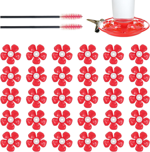 30 Hummingbird Feeder Replacement Flowers - Bee-Proof Red Plastic ...