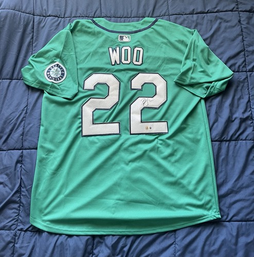 Bryan Woo Seattle Mariners Teal Jersey Signed Autographed COA HOT | eBay