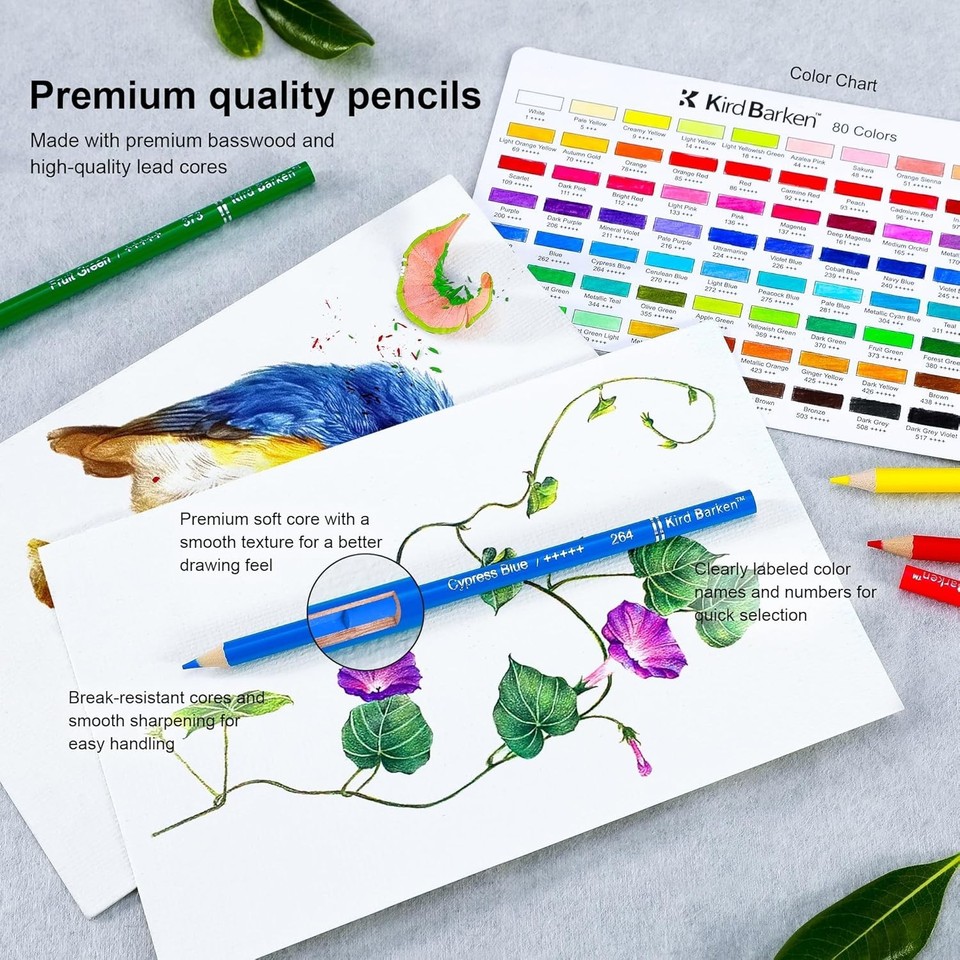 80 Colored Pencils, Soft Core Color Pencil Set for Adult Coloring Books ...