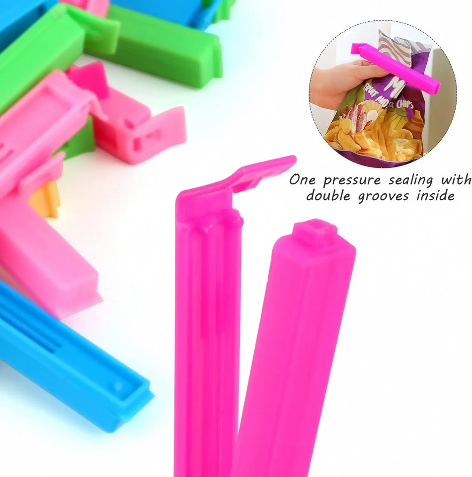 5 Pack Bag Sealing Clips - Reusable Plastic Food Bag Clips for Sealing ...