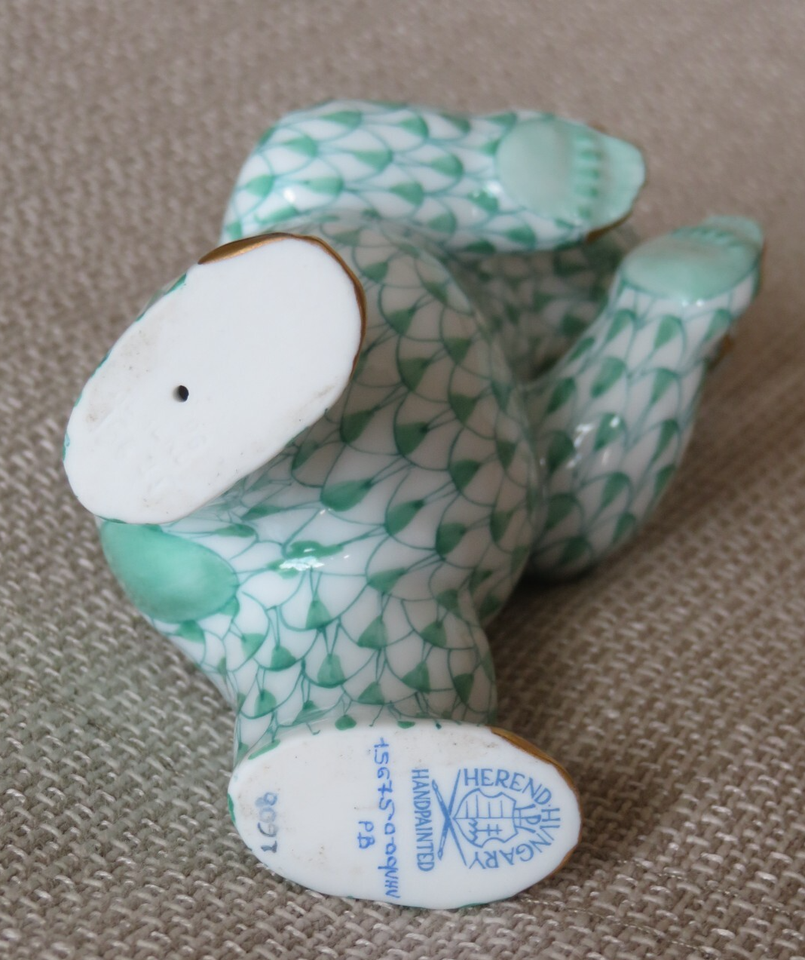 Herend Hvngary Hand painted Porcelain Fishnet Green standing Bear | eBay UK