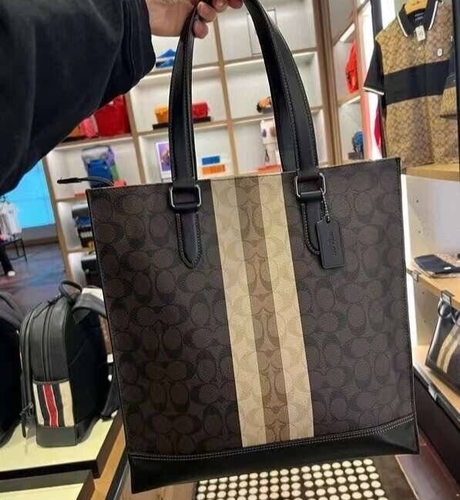 NWT Coach Graham Structured Tote In Blocked Signature Canvas With ...