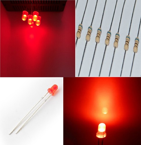 10 Pz. DIODI LED ROSSO 3mm LUCE DIFFUSA alta luminosità foggy con ...